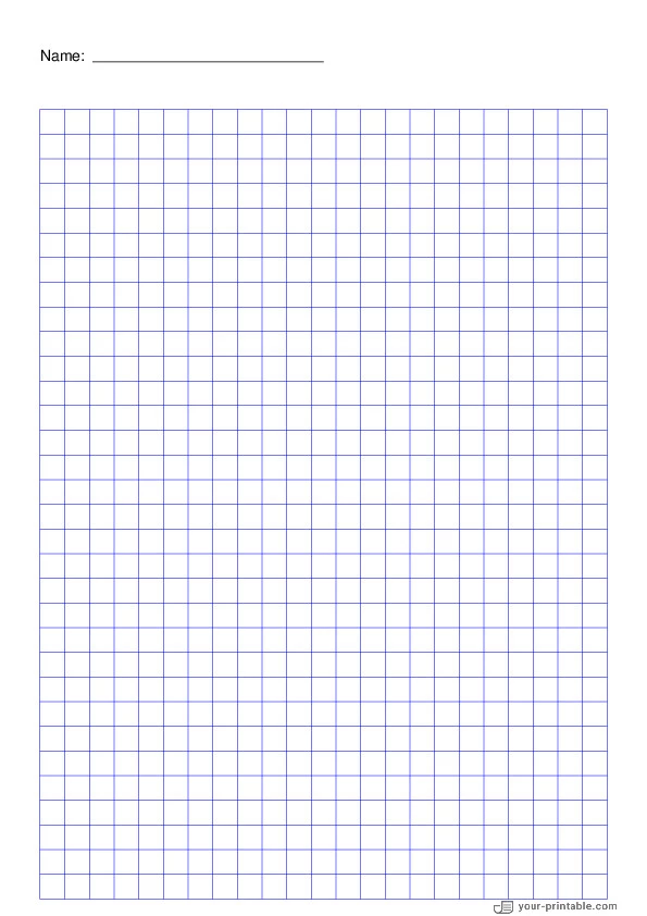 Grid Paper blue 8 mm With Name | your-printable.com