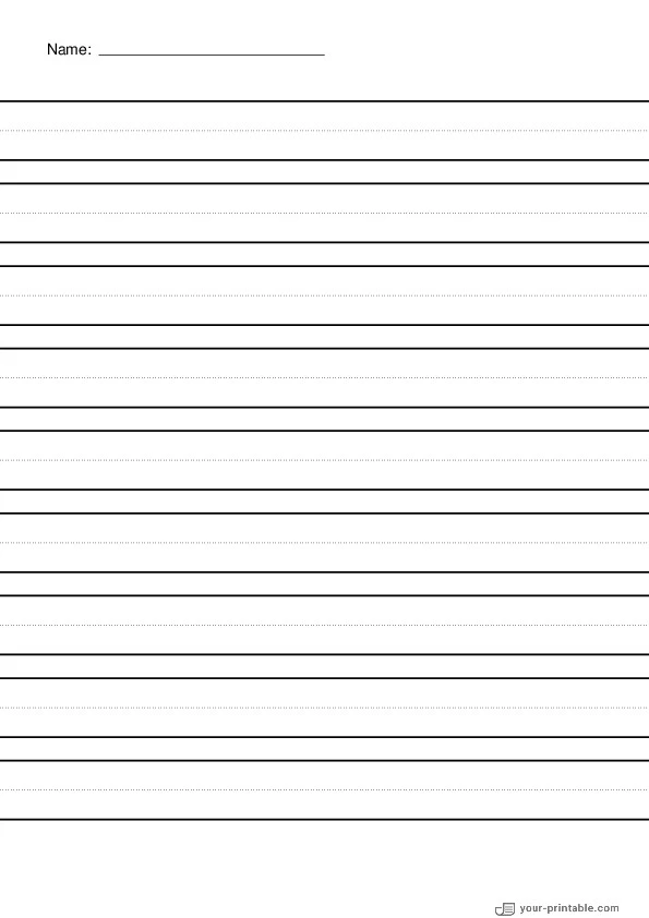 Lined Paper for 2nd Grade With Name and Dotted Line Black 3/4 inch ...