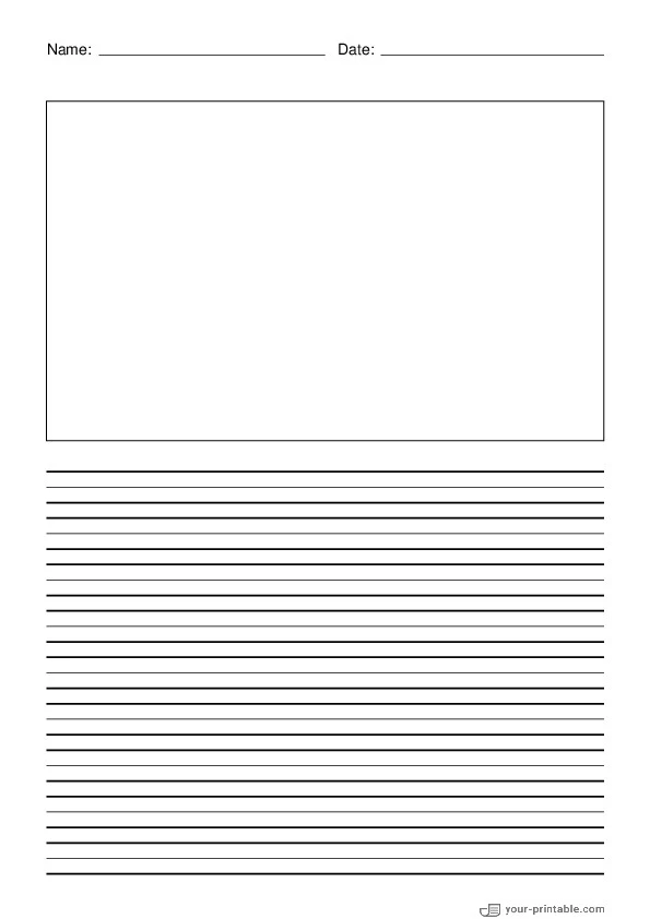 Lined Paper for first gradeWith Name and Date Black 10mm With Picture ...