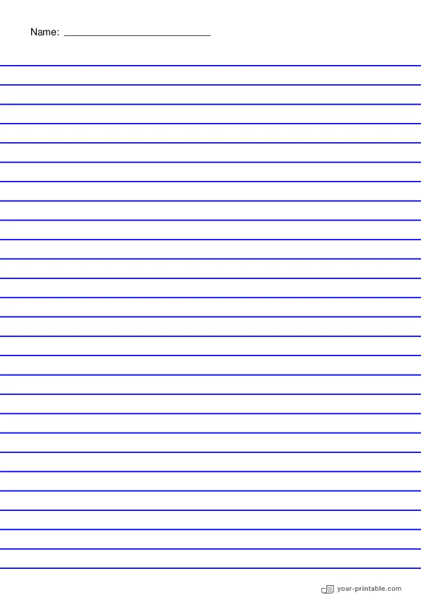 Lined Paper for Third Grade With Name Blue 3/8 inch for kids | your ...