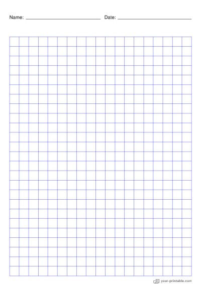 1 cm Grid Paper blue With Name and Date | your-printable.com