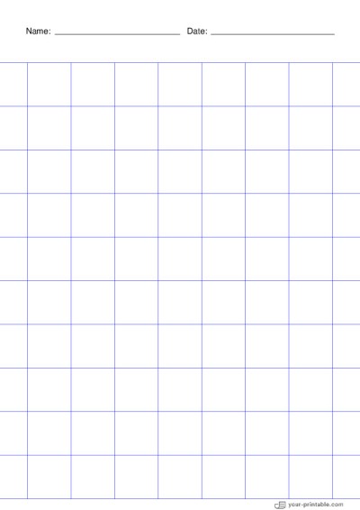 Grid Paper blue 1 inch With Name and Date | your-printable.com