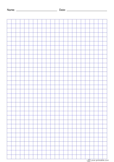 Grid Paper blue 8 mm With Name and Date | your-printable.com