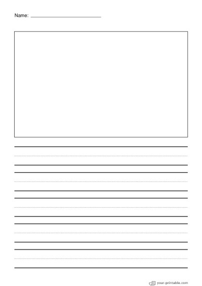Lined Paper for 2nd Grade With Name Black 3/4 inch With Dotted Line and ...
