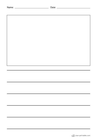 Lined Paper for Pre School With Name and Date Black 1 inch With Picture ...