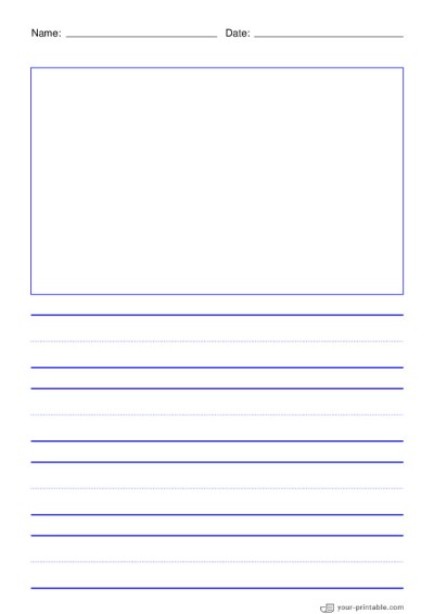 Lined Paper for Pre School With Name and Date Blue 1 inch With Dotted ...