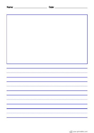 Lined Paper for Pre School With Name and Date Blue 20mm With Dotted ...