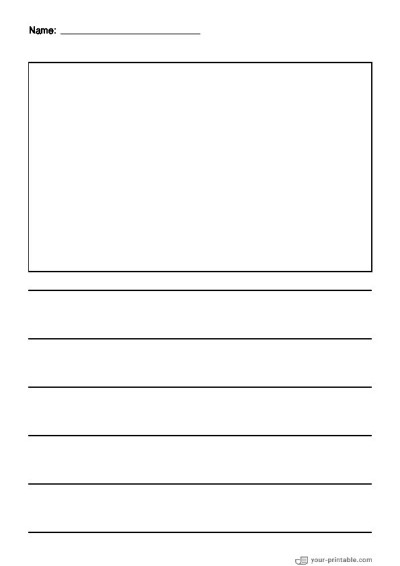 Lined Paper for Pre School With Name Black 1 inch With Picture Box for ...