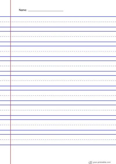 Lined Paper for Second Grade With Name Blue 3/4 inch With Dashed Line ...