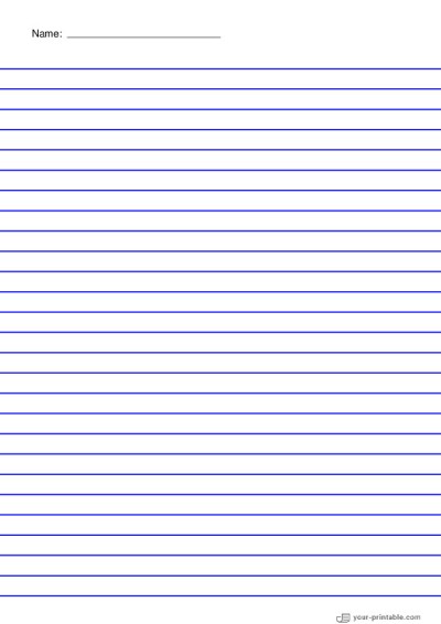 Lined Paper for Third Grade With Name Blue 3/8 inch for kids | your ...