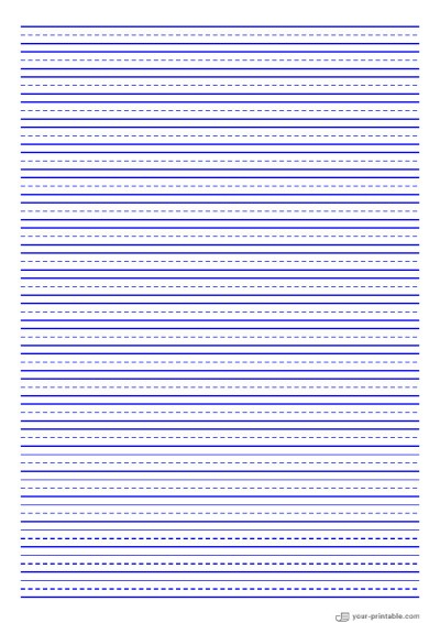Wide Ruled Notebook Paper Blue 8 mm With Dashed Line | your-printable.com